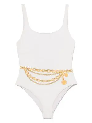 Versace Treasure-print Swimsuit - Neutrals