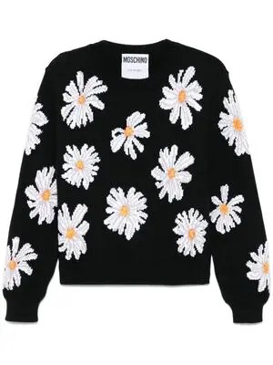 Moschino Floral-jacquard Sweater - Black