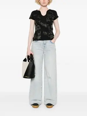 Zadig&Voltaire Rhinestone Embellished Henley T-shirt