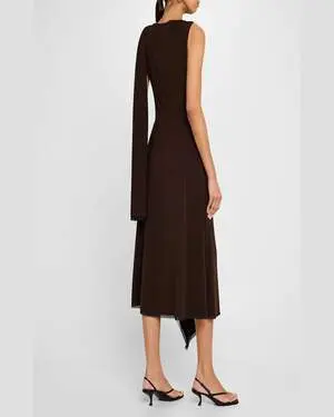 JASON WU Boatneck Fit-and-flare Midi Dress