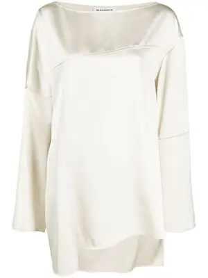 JIL SANDER Seam-detail Crepe Blouse - Neutrals