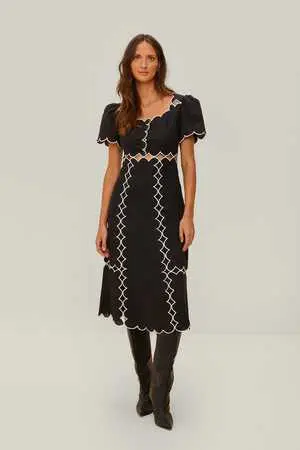 Farm Rio Short Sleeve Maxi Dress - Black | Editorialist