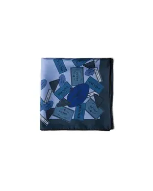 Prada Printed Twill Scarf 55 - Blue