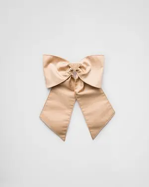Prada Re-nylon Bow Hair Clip - Cameo Beige