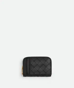 BOTTEGA  VENETA Intrecciato Zipped Coin Purse - Black