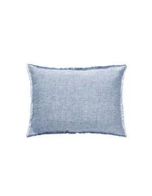 Anaya Soft Fringe Linen Pillow With Down Insert - Chambray Blue