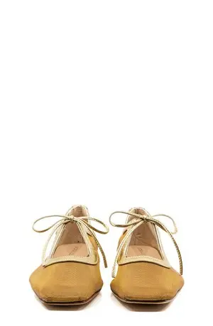ANDREA GOMEZ Amelia Clear Mesh Ballet Flat - Gold