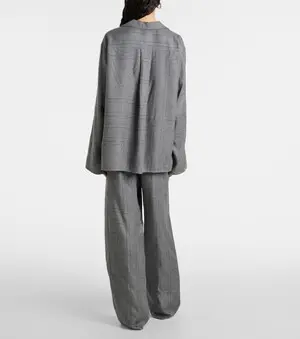 TOTEME Monogram Flannel Pajama Shirt - Grey