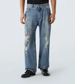 Dolce & Gabbana Distressed Wide-leg Jeans