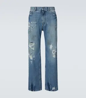 Dolce & Gabbana Distressed Wide-leg Jeans - Blue