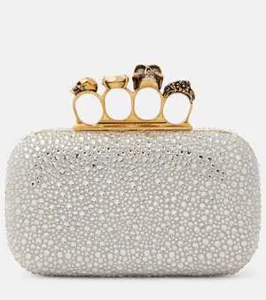 Alexander McQueen Skull Knuckle Embellished Clutch - Silver