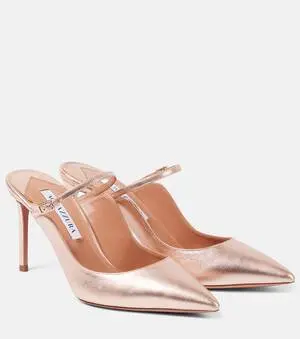 AQUAZZURA Bellezza 85 Leather Mules - Pink