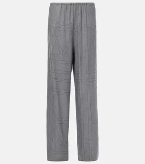 TOTEME Monogram Flannel Pajama Pants - Grey
