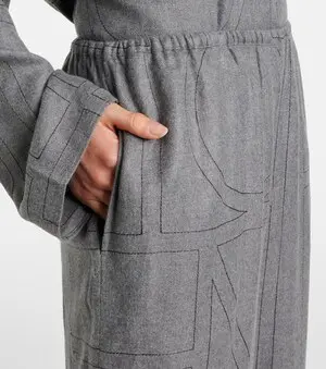 TOTEME Monogram Flannel Pajama Pants - Grey