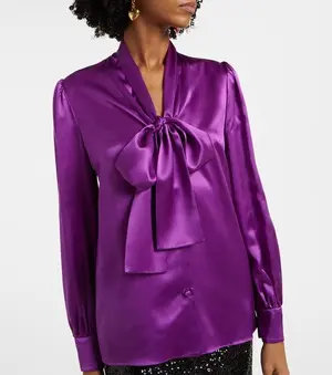 Dolce & Gabbana Tie-neck Silk Satin Blouse