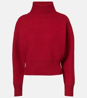 Max Mara Bessica Wool And Cashmere Striped Turtleneck Sweater - Red