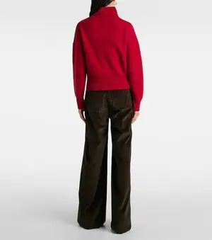Max Mara Bessica Wool And Cashmere Striped Turtleneck Sweater - Red