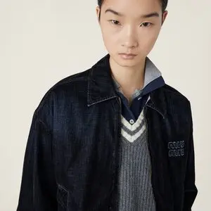 Miu Miu Flocked Chambray Blouson Jacket