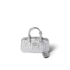 Miu Miu Arcadie Matelassé Nappa Leather Mini-bag - Silver