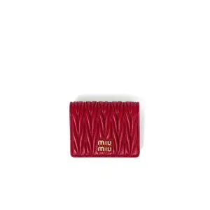 Miu Miu Small Matelassé Nappa Leather Wallet - Red