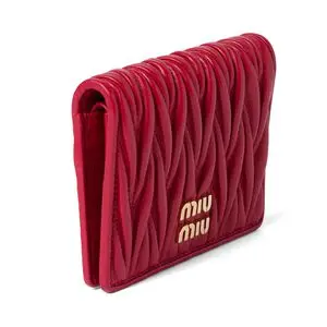 Miu Miu Small Matelassé Nappa Leather Wallet - Red