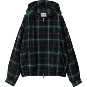 Miu Miu Plaid Hooded Jacket