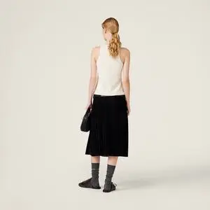 Miu Miu Ribbed Jersey Top With Embroidered Logo