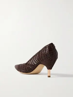 Gabriela Hearst Woven Leather Pumps With Gold-tone Heels - Brown