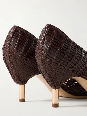 Gabriela Hearst Woven Leather Pumps With Gold-tone Heels - Brown
