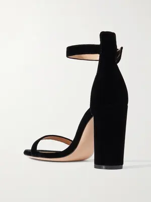 GIANVITO ROSSI Gaeta 105 Velvet Sandals - Black