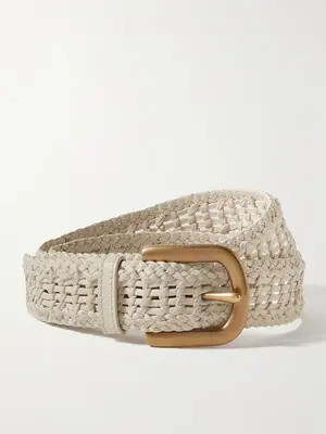 Gabriela Hearst Woven Leather Belt Ivory