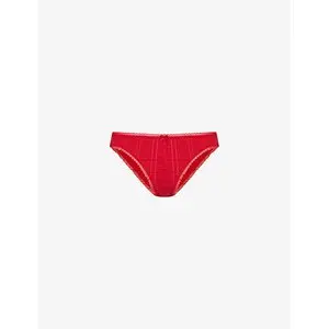 COU COU The High Rise Cut-out-pattern Cotton Briefs - Cherry Red