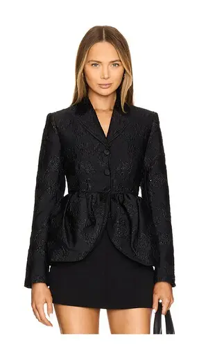 ROTATE BY BIRGER CHRISTENSEN Jacquard Draped Blazer