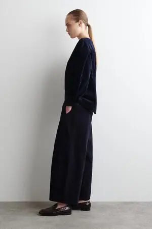 Cos Corduroy Barrel-leg Trousers - Navy