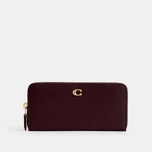 COACH Essential Slim Accordion Zip Wallet - Brass/merlot