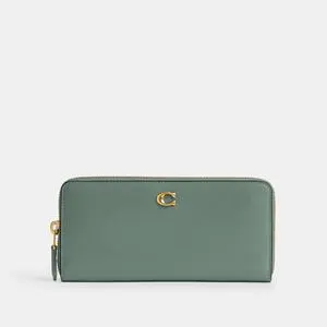 COACH Essential Slim Accordion Zip Wallet Brass/sage