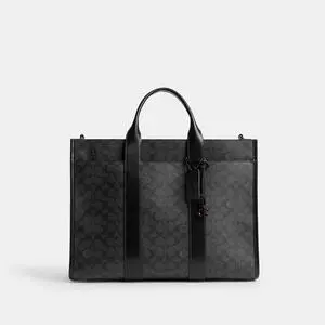 COACH Wesley Tote In Signature Canvas - Charcoal