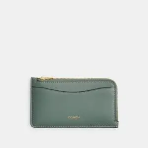 COACH New York Zip Card Case Brass/sage