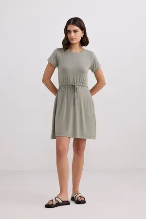 REISTOR Reistor Drawstring T-Shirt Dress - Olive