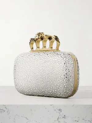 Alexander McQueen Skull Knuckle Embellished Clutch - Silver