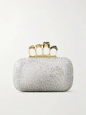 Alexander McQueen Skull Knuckle Embellished Clutch - Silver