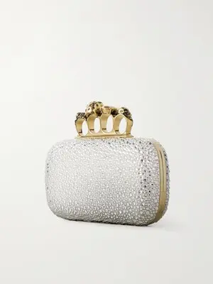 Alexander McQueen Skull Knuckle Embellished Clutch - Silver