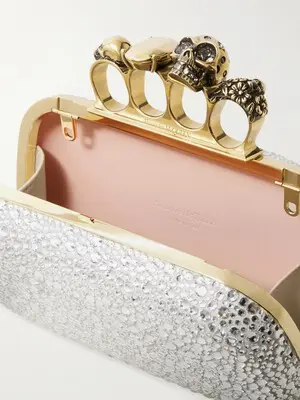 Alexander McQueen Skull Knuckle Embellished Clutch - Silver