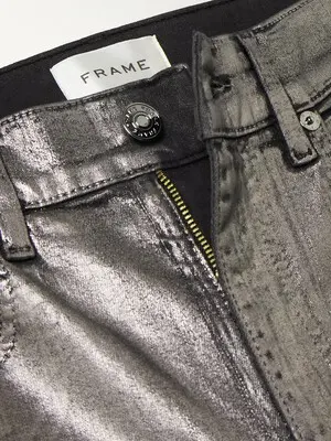 FRAME Le Sleek Metallic Coated Straight-leg Jeans - Gray
