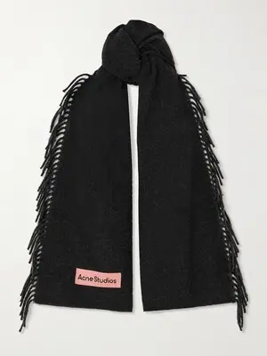 Acne Studios Fringed Wool Scarf - Black