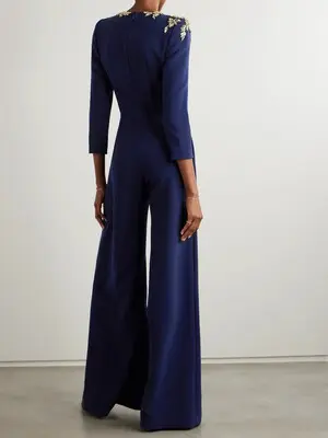 Jenny Packham Embellished Crepe Jumpsuit