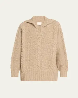 TEURN STUDIOS TEURN STUDIOS Cable-Knit Wool Sweater - Beige Melange