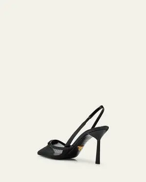 Prada Rete Nylon Mesh Slingback Pumps