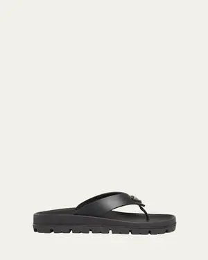 Prada Rubber Thong Slide Sandals - Nero