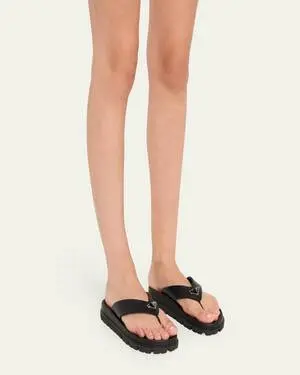 Prada Rubber Thong Slide Sandals - Nero